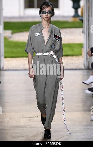 Model Huan Zhou walks on the runway during the Jeremy Scott Fashion ...