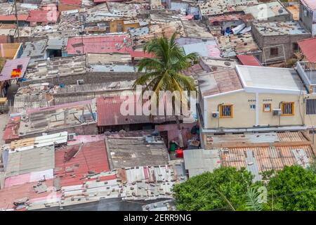 Luanda / Angola - 12/07/2020: Aerial view of a poor neighborhood in the ...