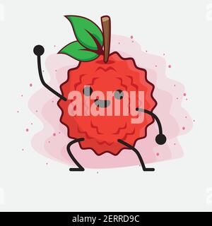 Red Lychee Fruit Mascot Character Vector Illustration Stock Vector ...