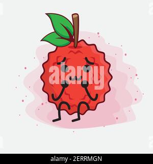 Red Lychee Fruit Mascot Character Vector Illustration Stock Vector ...
