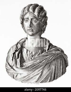 Bust of the Empress Julia Domna. Ancient sculpture isolated on black ...