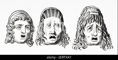 Theatrical masks of tragedy and comedy, ancient Rome, Ancient roman ...