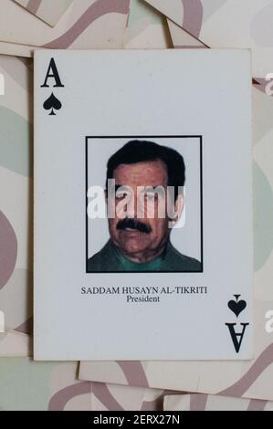 The Saddam Husayn Al-Tikriti (President) Ace of Spades playing card is ...