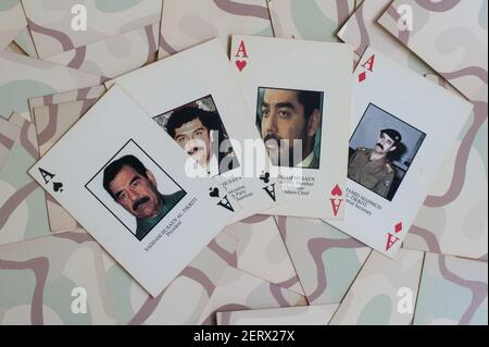 The Saddam Husayn Al-Tikriti (President) Ace of Spades playing card is ...