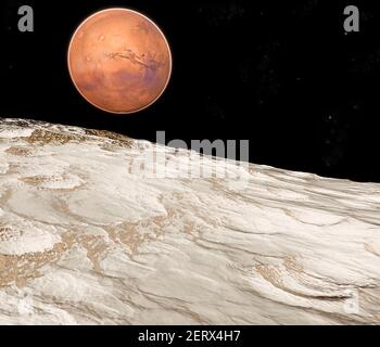 View of Mars seen from Phobos, Deimos the two moons of Mars, natural ...
