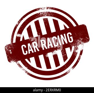 Car Racing - red round grunge button, stamp Stock Photo - Alamy