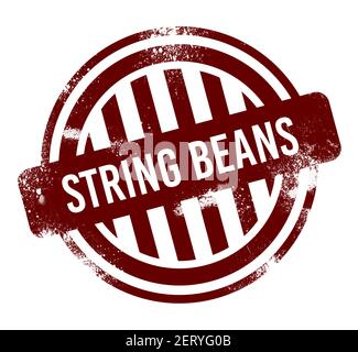 String beans - red round grunge button, stamp Stock Photo - Alamy