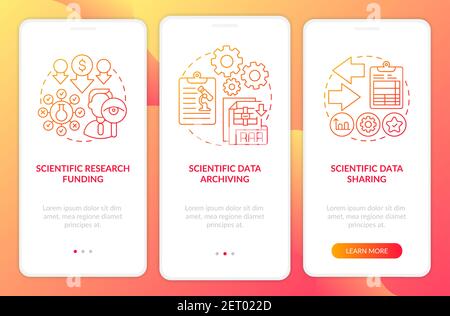 Scientific research components onboarding mobile app page screen with ...