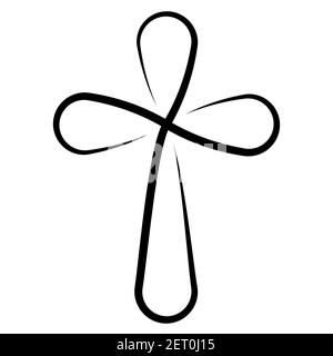 Calligraphy Christian cross, vector calligraphy lines cross, tattoo ...