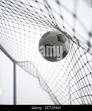 Soccer ball, scoring the goal and moving the net isolated on white ...