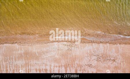 Drone view of the Callahans Beach in Smithtown Bay Long Island New York ...