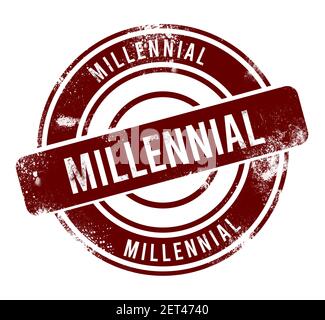 Millennial - red grunge rubber, stamp Stock Photo - Alamy
