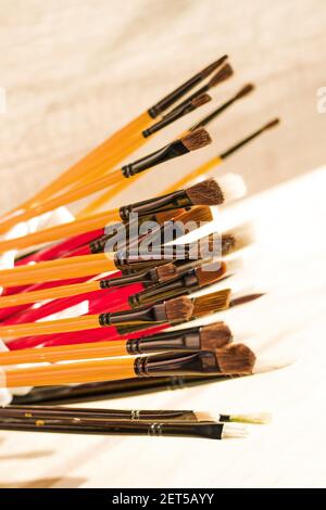 Vertical shot of paint brush set Stock Photo - Alamy