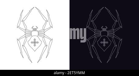 cross spider shape symbol - black and white vector tattoo illustration ...