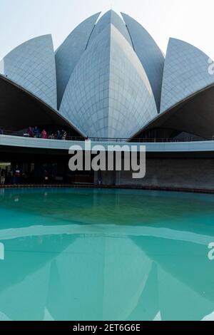 Exterior view of the Lotus Temple, a Baha'i House of Worship, in New ...