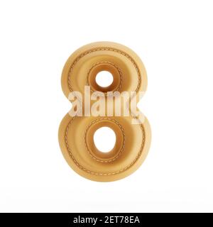 Digit number alphabet yellow leather skin texture letter eight 8. 3d ...