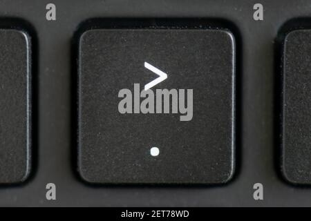 Full stop and angle bracket key on a laptop keyboard Stock Photo - Alamy