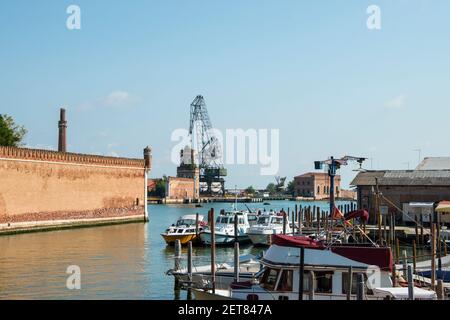 The Venice Arsenal, ancient shipyard, in the city of Venice, Italy ...