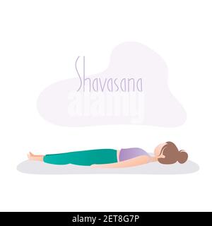 Shavasana or Corpse Pose. Yoga Practice. Vector Stock Vector Image ...