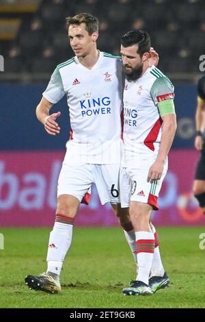 OHL's Xavier Mercier celebrates after scoring during a soccer match ...