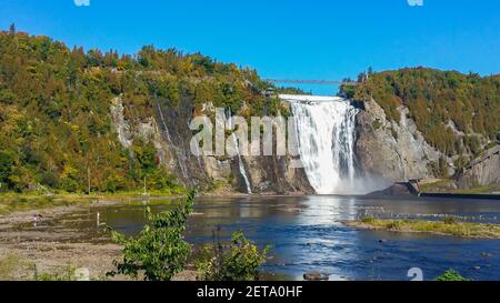 Montmorency Falls is a large waterfall on the Montmorency River in ...