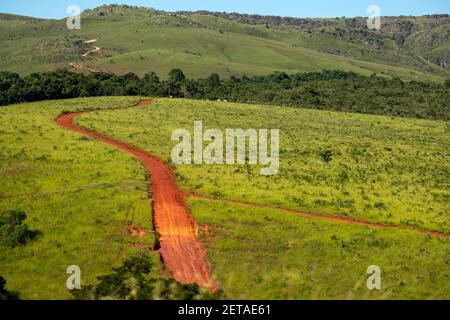 Dirty track at Serra da Canastra National Park, Minas Gerais, Brazil ...
