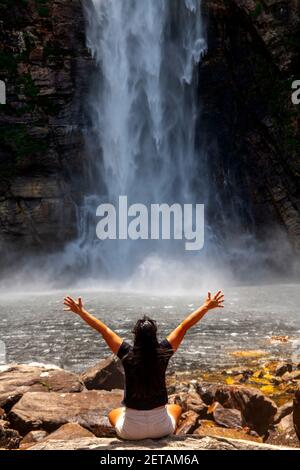 Casca D'anta waterfall at São Francisco river, Serra da Canastra ...