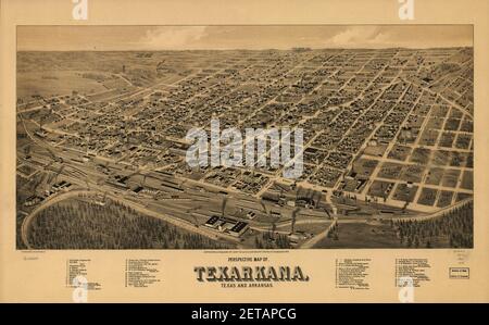 Perspective map of Texarkana, Texas and Arkansas Stock Photo - Alamy