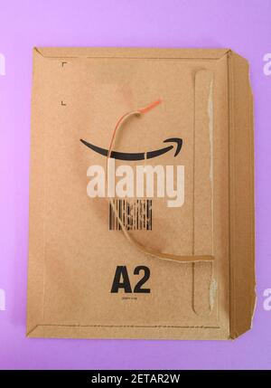 Paris, France - Oct 8, 2018: Directly above shot of envelope with ...