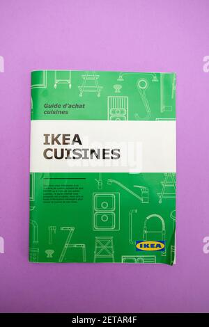 Paris, France - Oct 8, 2018: Directly above shot of envelope with ...