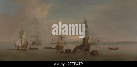 *The Opening of the First Eddystone Lighthouse* by Peter Monamy depicts ...