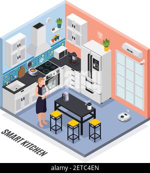 smart fridge with smartphone screen vector illustration design Stock ...
