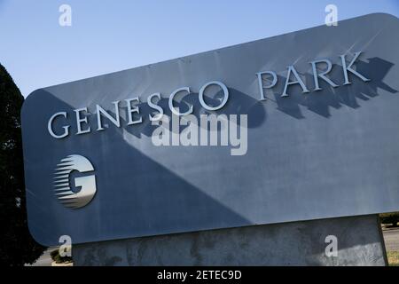 A logo sign outside of the headquarters of Genesco in Nashville ...