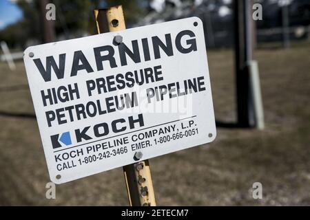 A logo sign marking the location of a Koch Pipeline Company petroleum ...
