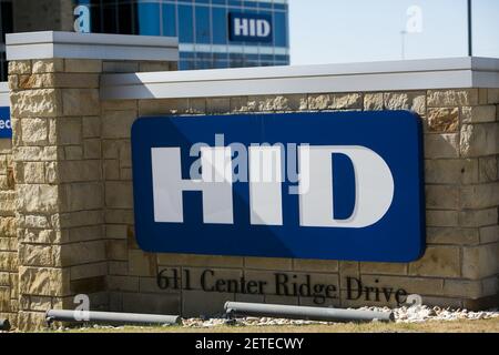 A logo sign outside of the headquarters of HID Global in Austin, Texas ...