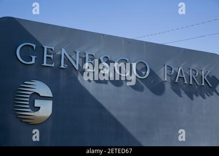A logo sign outside of the headquarters of Genesco in Nashville ...
