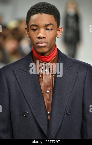 Model Montell Martin walks on the runway during the Calvin Klein ...