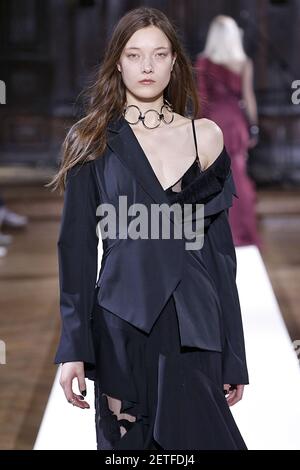 Model Yumi Lambert walks on the runway during the Marchesa Fashion Show ...