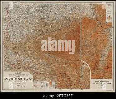 Philips' large scale contoured map of the Anglo-French front , World ...