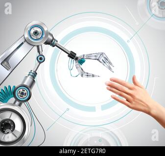 Robot programming, high tech industry vector illustration. Cartoon tiny engineers work with ...
