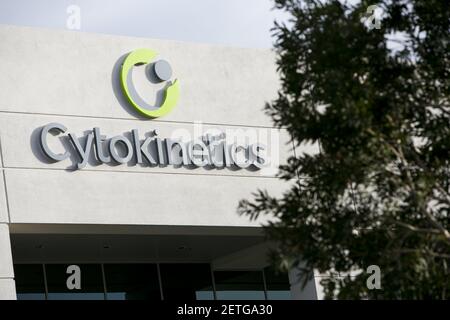 A logo sign outside of the headquarters of Cytokinetics in South San ...