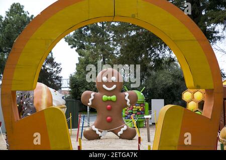 A garden full of Google Android operating system statues in Mountain ...