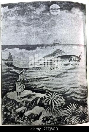Lord Vishnu as incarnation of fish matsya avatar in Indian Hindu ...