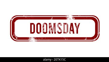 doomsday - red grunge rubber, stamp Stock Photo - Alamy