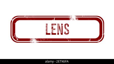 lens - red grunge button, stamp Stock Photo - Alamy