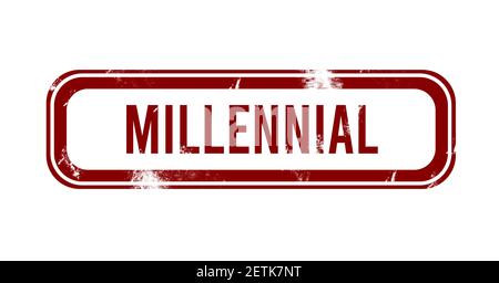 Millennial - red grunge rubber, stamp Stock Photo - Alamy