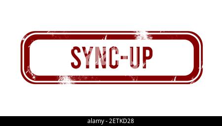 Sync-up - red grunge rubber, stamp Stock Photo - Alamy