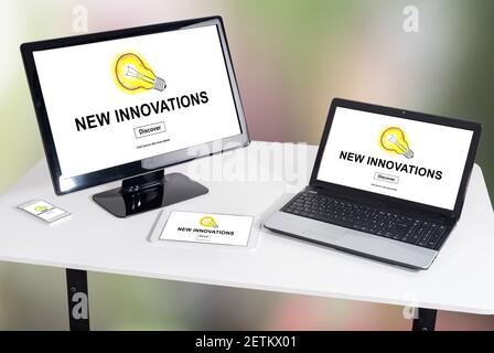 New innovations concept shown on different information technology ...