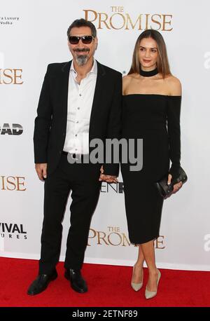 Musician Serj Tankian (L) and Angela Madatyan at the Premiere Of Open ...