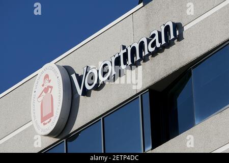A logo sign outside of the headquarters of Voortman Cookies Limited in ...